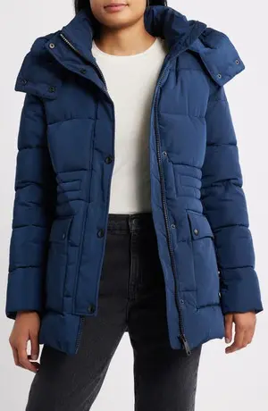 Sam Edelman Parka With Removable Hood - Navy
