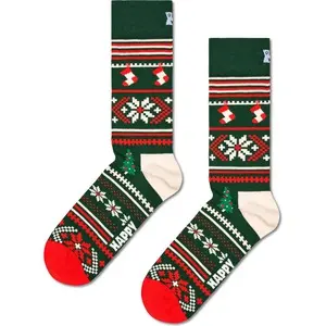 Happy Socks Christmas Cotton Blend Crew Socks - Dark Green