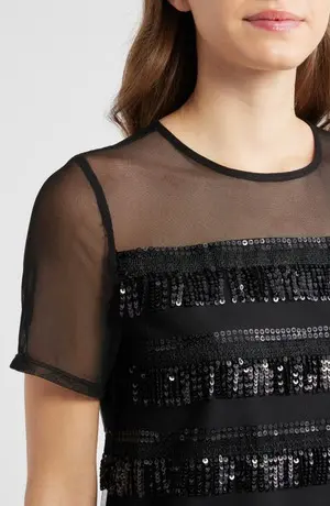 Anne Klein Sequin Fringe Illusion Top
