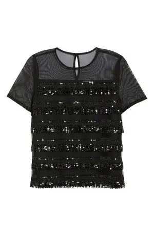 Anne Klein Sequin Fringe Illusion Top