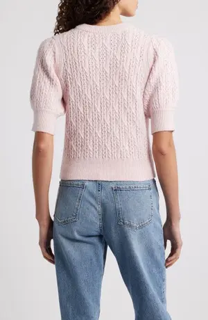 525 America Mason Cable Short Sleeve Sweater