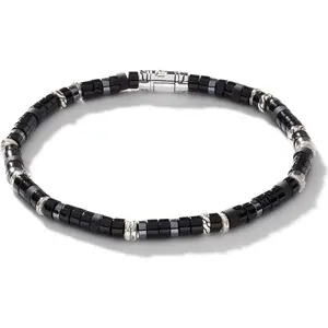 John Hardy Sterling Silver Heishi Bead Bracelet - Silver/black