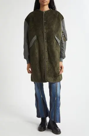 Junya Watanabe High Pile Fleece & Nylon Bomber Coat