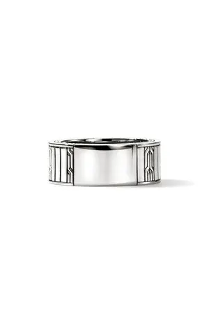 John Hardy Carved Chain Sterling Ring - Silver