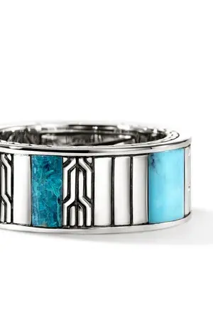 John Hardy Carved Chain Sterling Ring - Silver