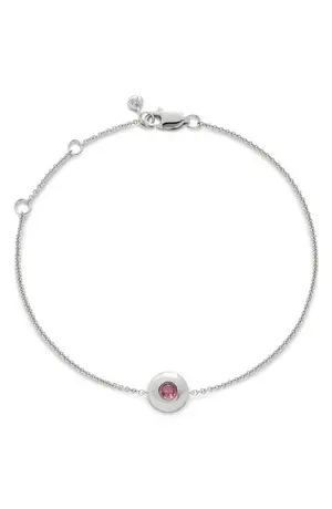 Monica Vinader October Birthstone Tourmaline Bracelet Ss/pink Tourmaline