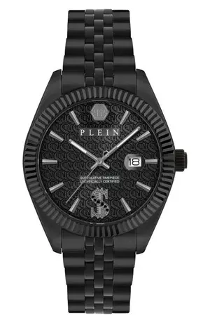 Philipp Plein Date Superlative Two-tone Bracelet Watch - Ip Black