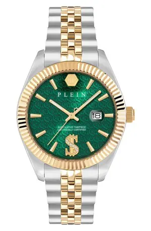 Philipp Plein Date Superlative Two-tone Bracelet Watch - Two Tone/green
