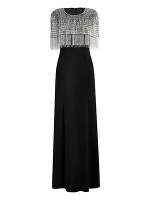 Jenny Packham Sabine Beaded-fringed Maxi Dress - Black