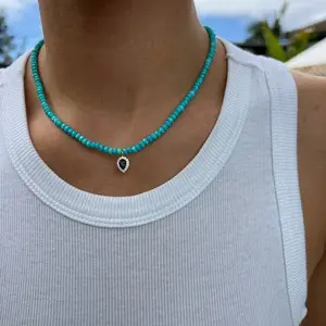 GEMMA AZZURRO Beaded Sapphire Drop Necklace