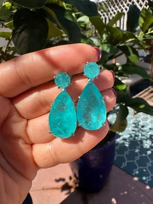 GEMMA AZZURRO Paraiba Stone Pear Drop Earrings
