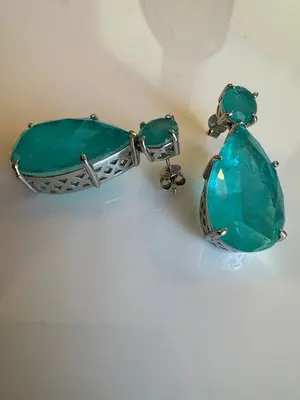 GEMMA AZZURRO Paraiba Stone Pear Drop Earrings