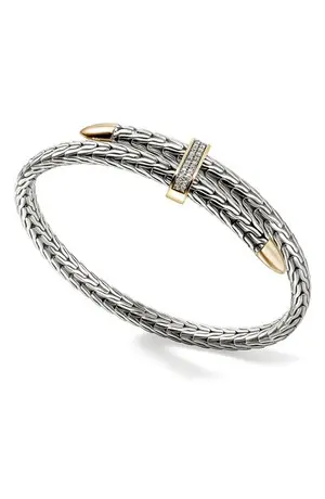 John Hardy Spear Flex Cuff With Diamonds
