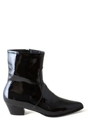 HUMA BLANCO Mae Western Boots - Coal Crinkle Patent