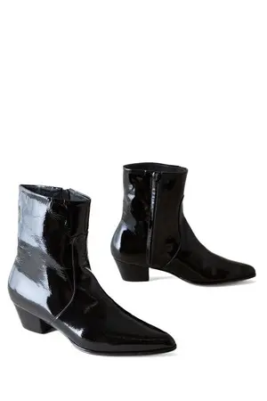 HUMA BLANCO Mae Western Boots - Coal Crinkle Patent