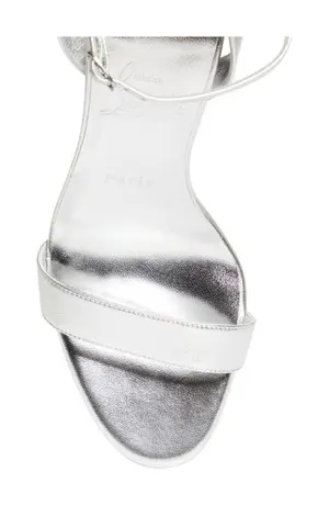 CHRISTIAN LOUBOUTIN Miss Z Metallic Ankle Strap Sandal - Silver/silver