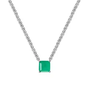 GEMMA AZZURRO Square Emerald Tennis Necklace - Green
