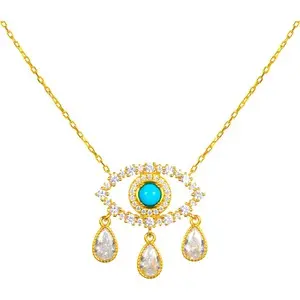 GEMMA AZZURRO Teardrop Evil Eye Necklace - Turquoise