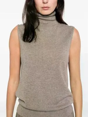 THE ROW Meritas Turtleneck Sleeveless Top