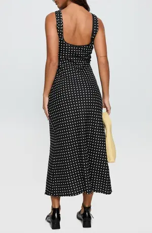 Princess Polly Voyager Polka Dot Linen Blend Dress