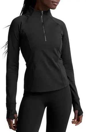 Beyond Yoga Pacer Fleece Quarter-zip Pullover - Black
