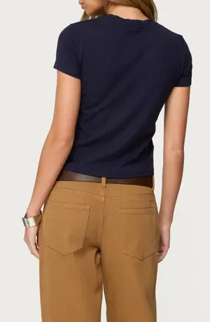 EDIKTED Stretch Cotton Fitted T-shirt - Navy