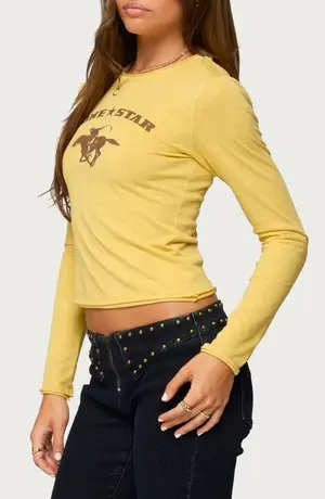 EDIKTED Lone Star Long Sleeve Graphic T-shirt