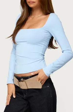 EDIKTED Square Neck Long Sleeve Top