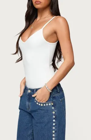 EDIKTED Teaghan Camisole Bodysuit - White