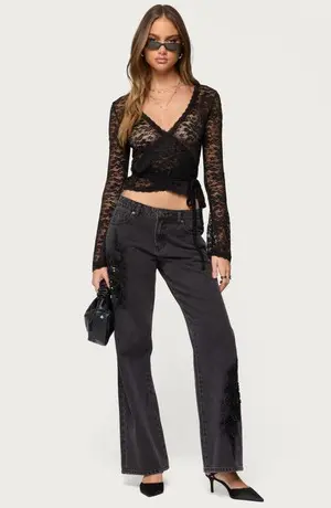 EDIKTED Medora Lace Wrap Top