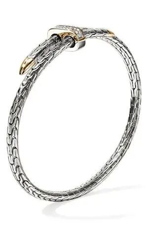 John Hardy Spear Flex Cuff With Diamonds - Silver/gold