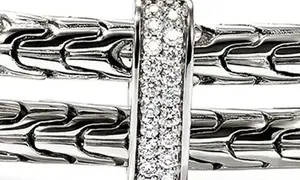 John Hardy Spear Flex Cuff With Diamonds - Silver/gold
