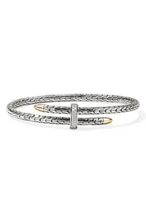 John Hardy Spear Flex Cuff With Diamonds - Silver/gold