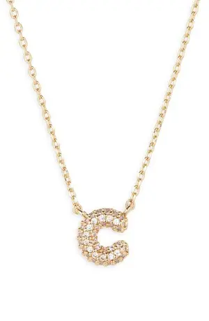 Bp. Pavé Crystal Initial Pendant Necklace C- 14k Gold Dipped