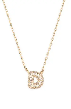 Bp. Pavé Crystal Initial Pendant Necklace - D- 14k Gold Dipped