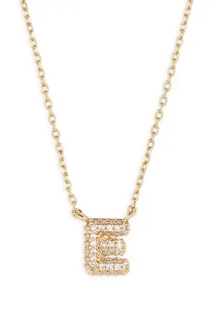 Bp. Pavé Crystal Initial Pendant Necklace - E- 14k Gold Dipped