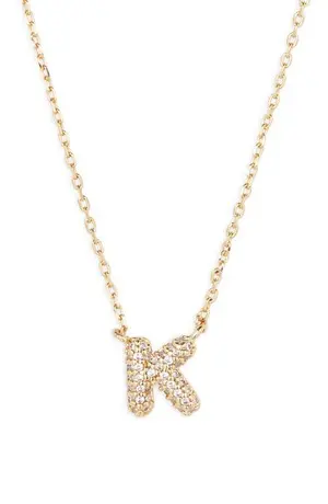 Bp. Pavé Crystal Initial Pendant Necklace K- 14k Gold Dipped