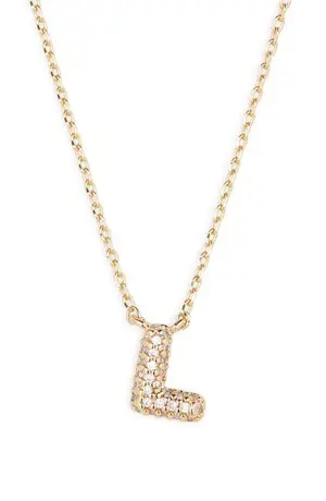 Bp. Pavé Crystal Initial Pendant Necklace L- 14k Gold Dipped