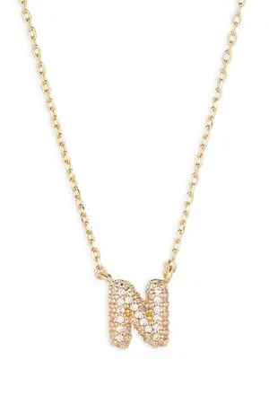 Bp. Pavé Crystal Initial Pendant Necklace - N- 14k Gold Dipped