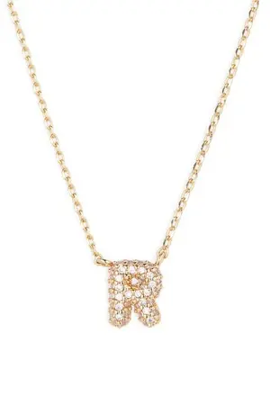 Bp. Pavé Crystal Initial Pendant Necklace - R- 14k Gold Dipped