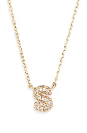 Bp. Pavé Crystal Initial Pendant Necklace S- 14k Gold Dipped