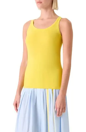 Akris Fitted Virgin Wool Sweater Tank - Lemon Zing
