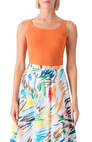 Akris Fitted Virgin Wool Sweater Tank - Orange