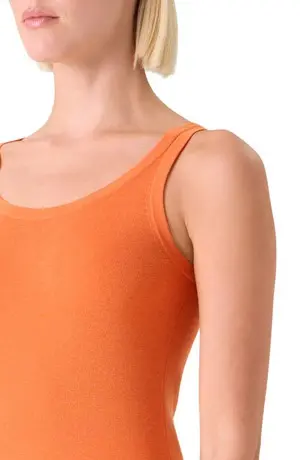 Akris Fitted Virgin Wool Sweater Tank - Orange