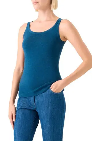 Akris Fitted Virgin Wool Sweater Tank - Teal