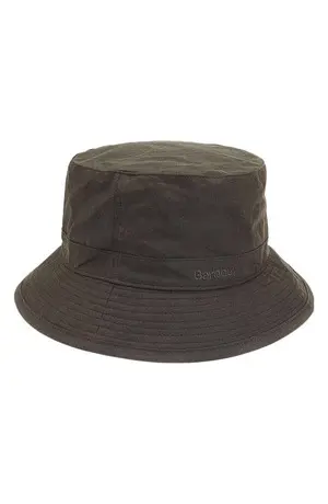 Barbour Waxed Cotton Bucket Hat - Olive