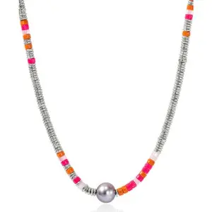 John Hardy Heishi Silver Necklace - Silver/pink