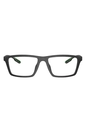 Emporio Armani 55mm Rectangular Optical Glasses - Matte Black/clear