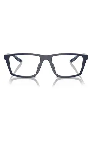 Emporio Armani 55mm Rectangular Optical Glasses - Shiny Blue/clear