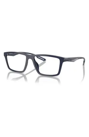 Emporio Armani 55mm Rectangular Optical Glasses - Shiny Blue/clear